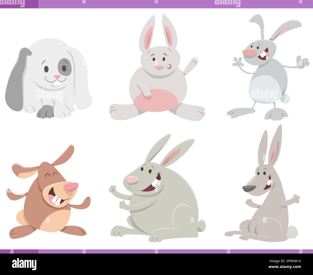 cartoon rabbits or bunnies farm animal characters set Stock Vector ...