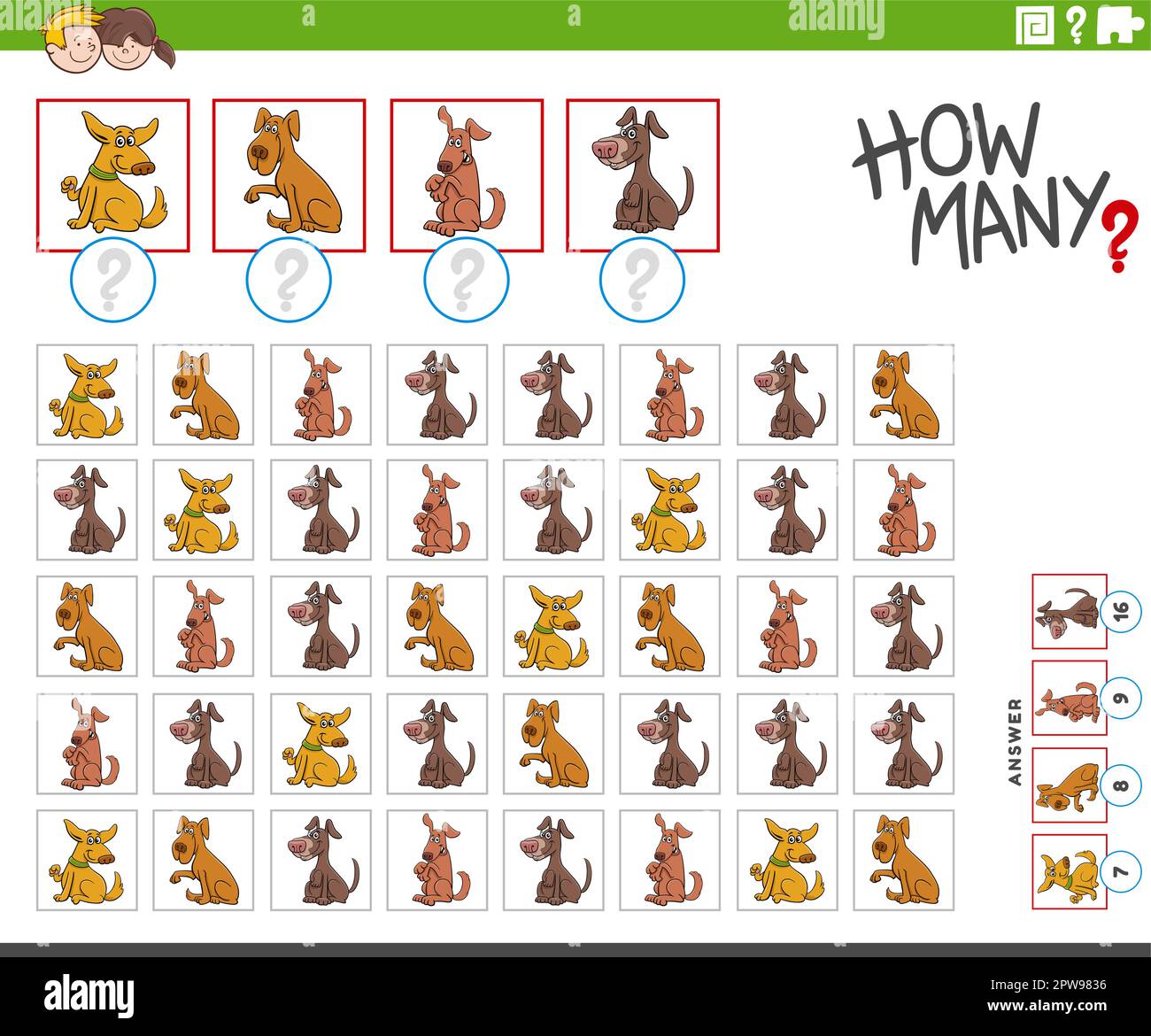 how many cartoon dogs characters counting task Stock Vector Image & Art ...