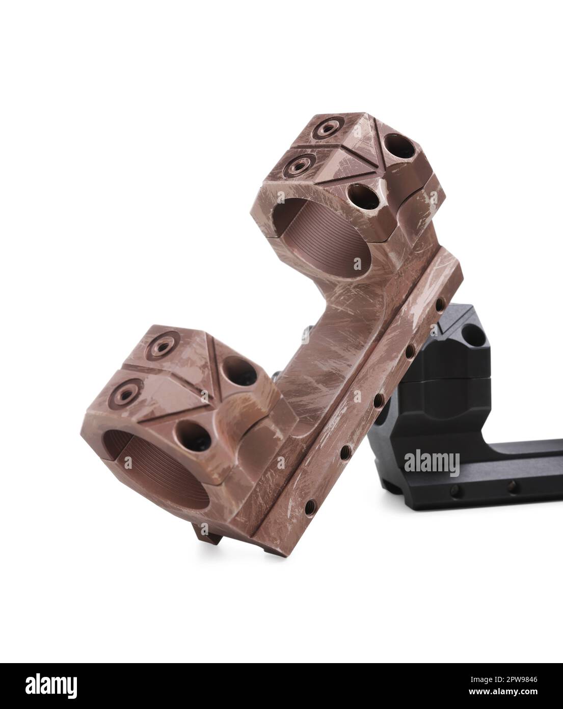 Quick disconnect sniper cantilever scope mounts on white background ...