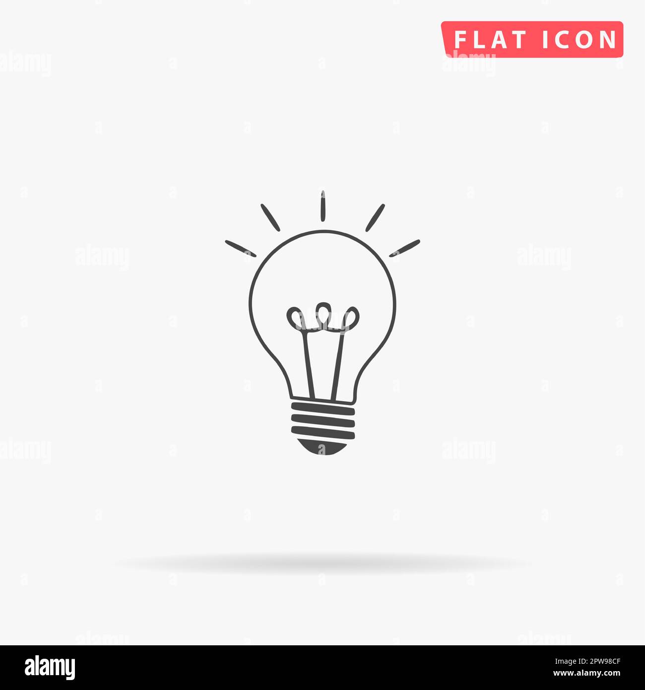 Light lamp sign. Simple flat black symbol with shadow on white ...