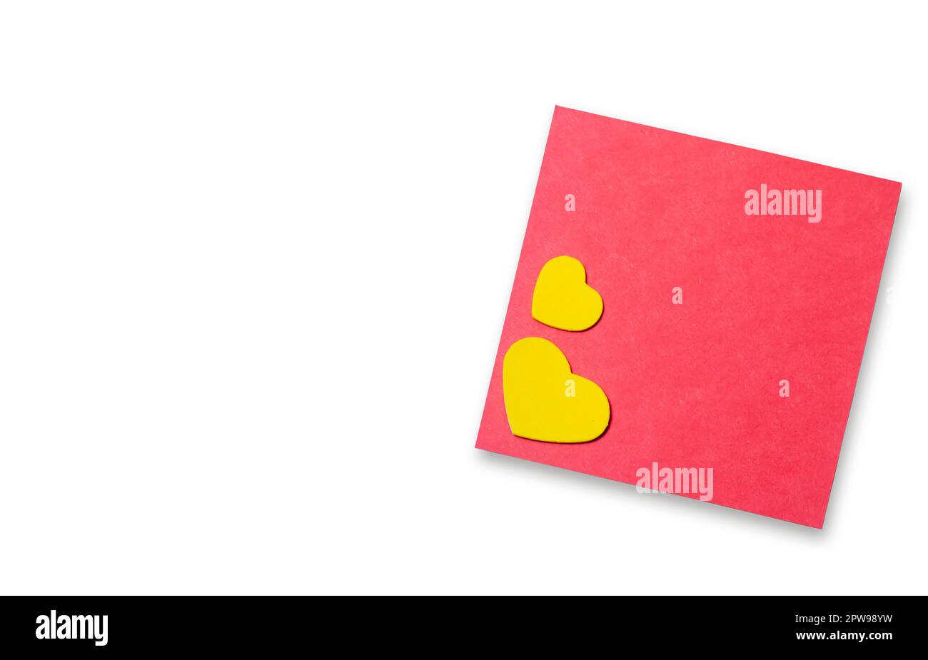 Sticky note with small yellow hearts on white background Stock Photo ...