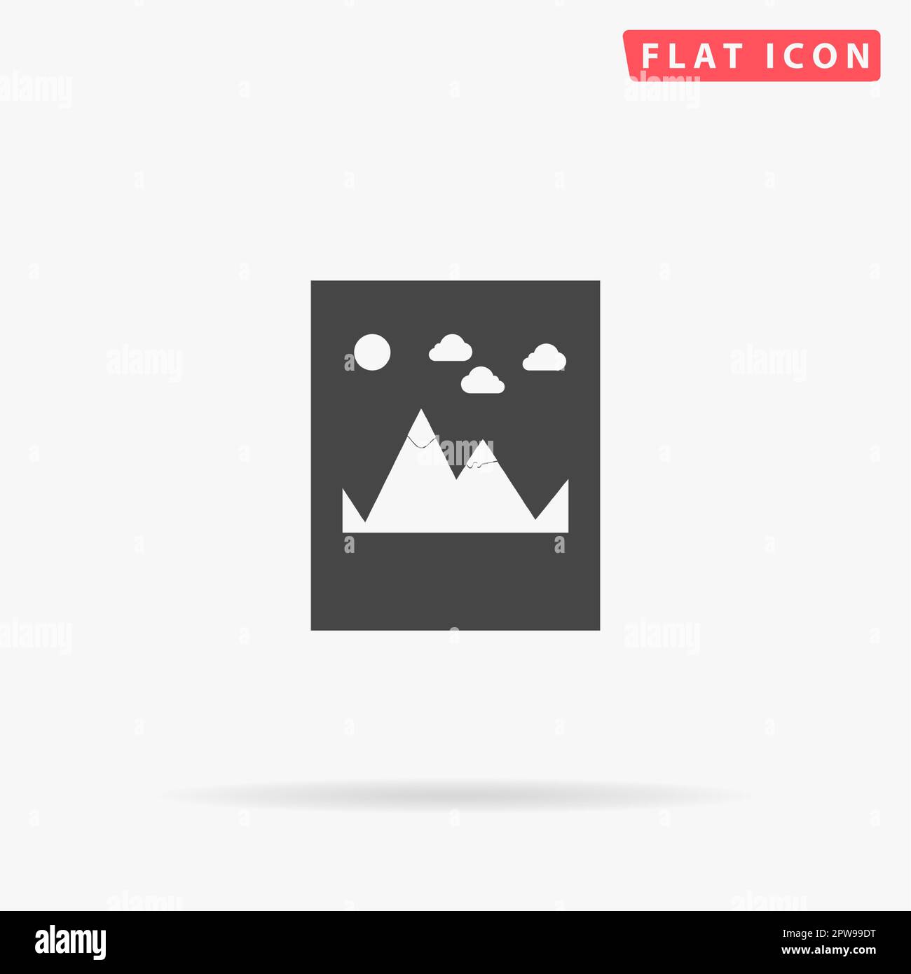 Mountain. Simple flat black symbol with shadow on white background ...