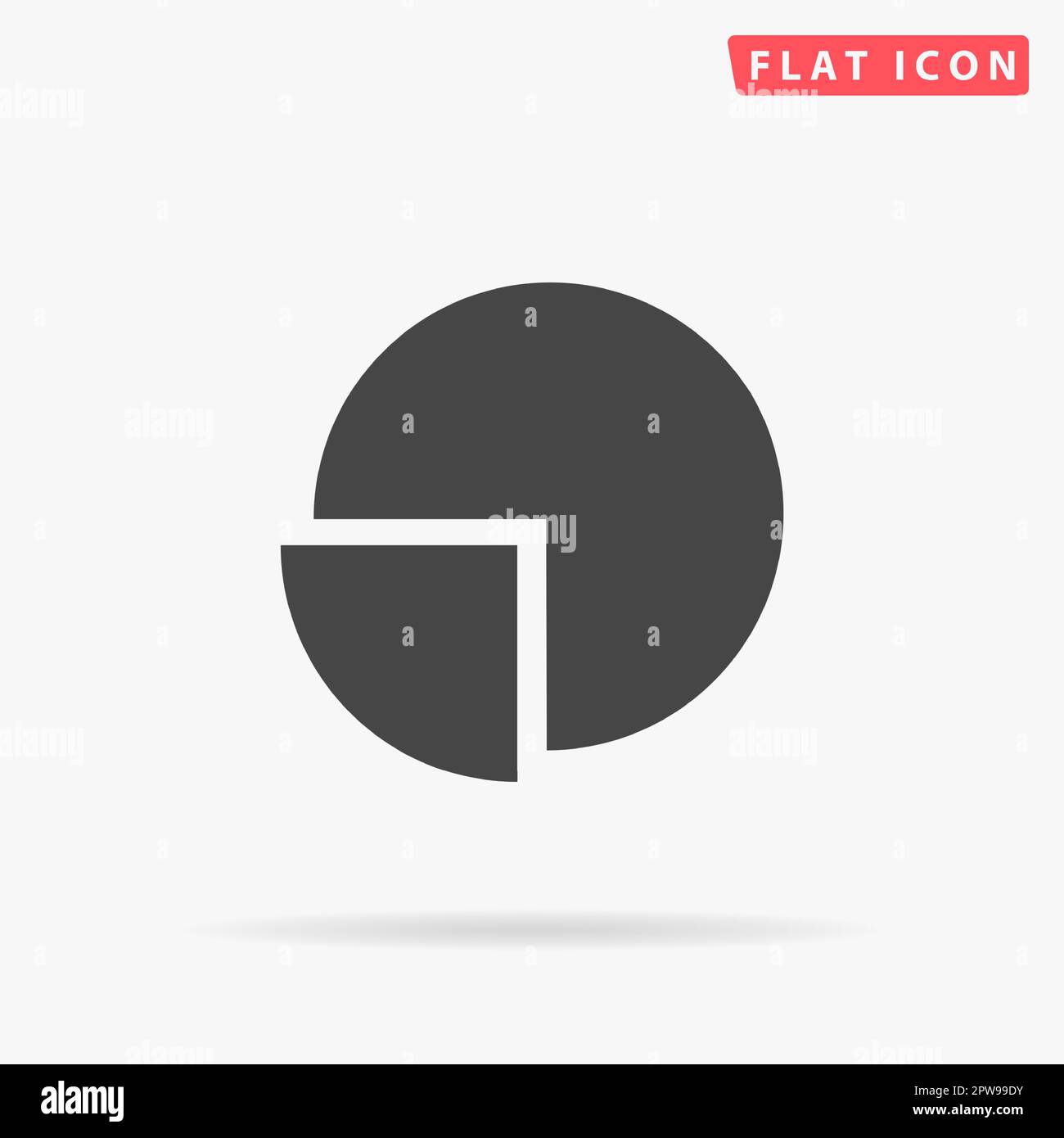 Pie chart. Simple flat black symbol with shadow on white background ...