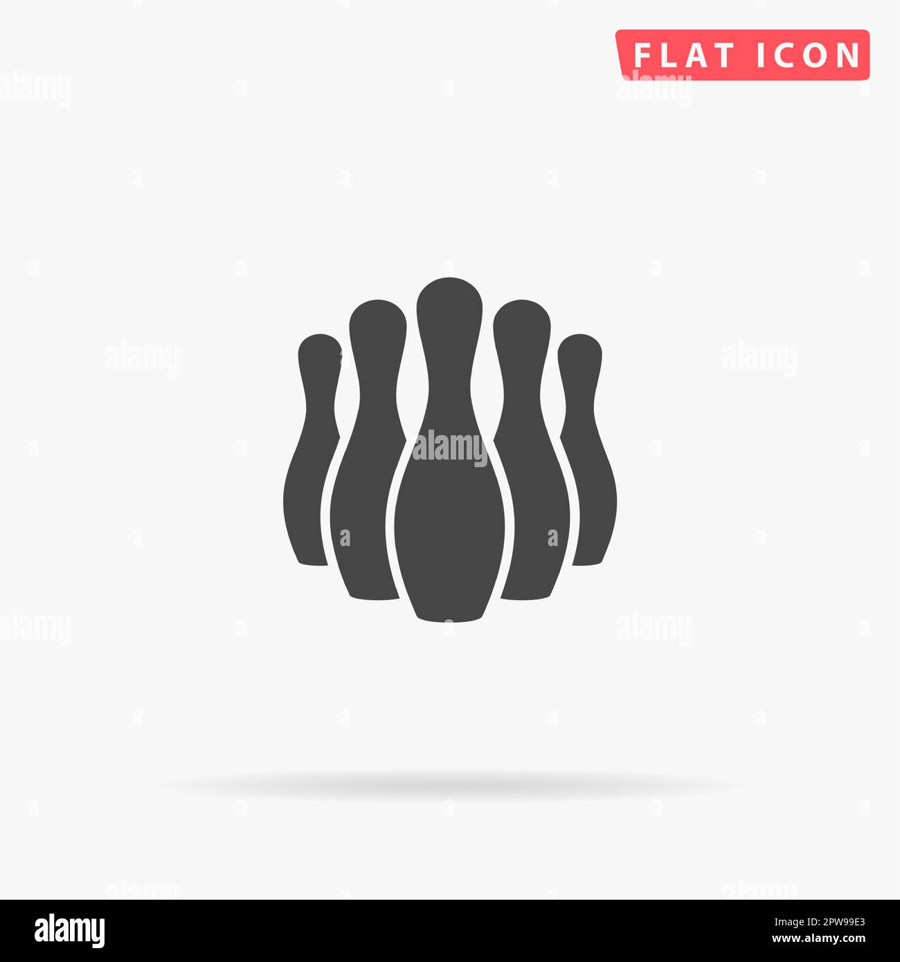 Ninepins. Simple flat black symbol with shadow on white background ...