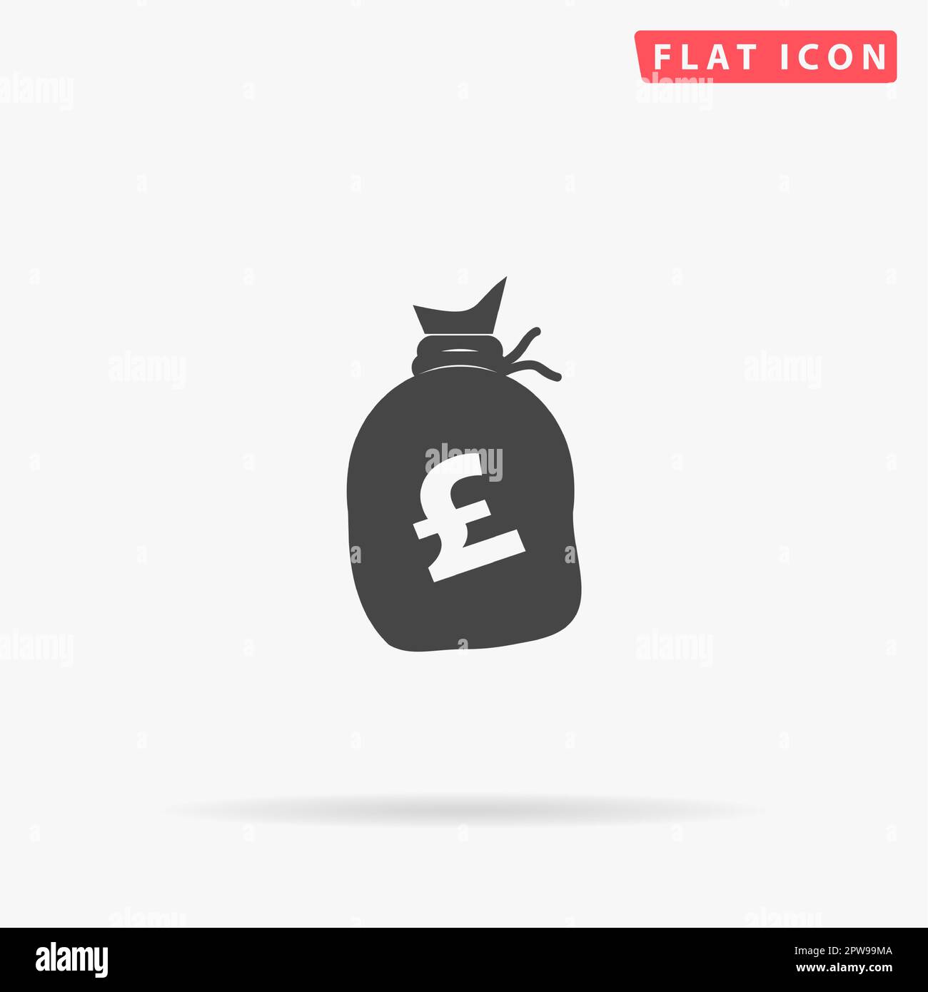 Money bag - Pound GBP. Simple flat black symbol with shadow on white ...