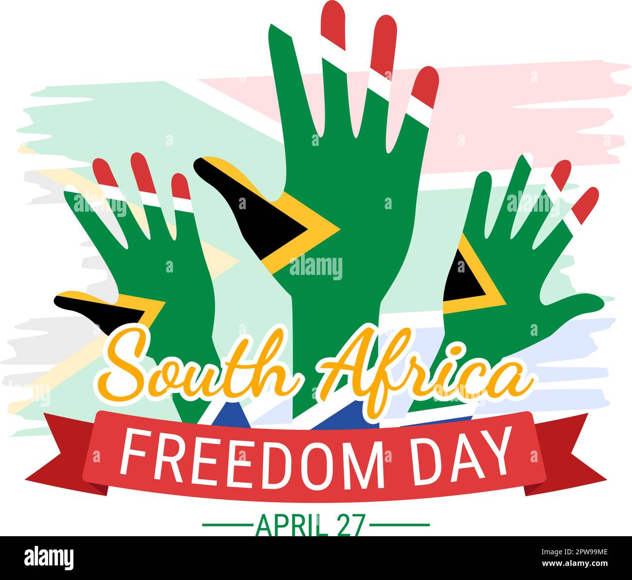 Happy South Africa Freedom Day on 27 April Illustration with Wave Flag ...