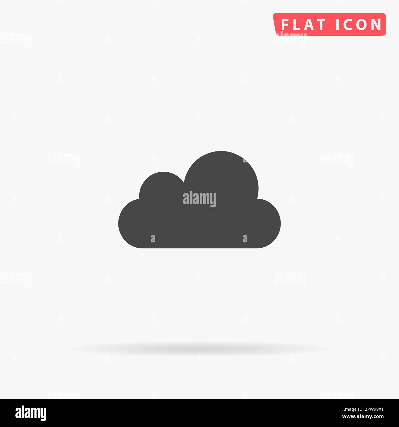 Vector cloud. Simple flat black symbol with shadow on white background ...