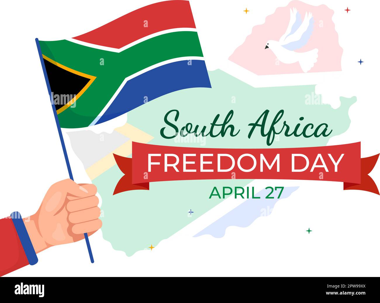 Happy South Africa Freedom Day on 27 April Illustration with Wave Flag ...