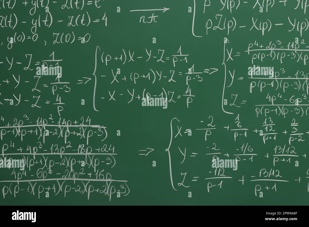 Many different math formulas written on chalkboard Stock Photo - Alamy