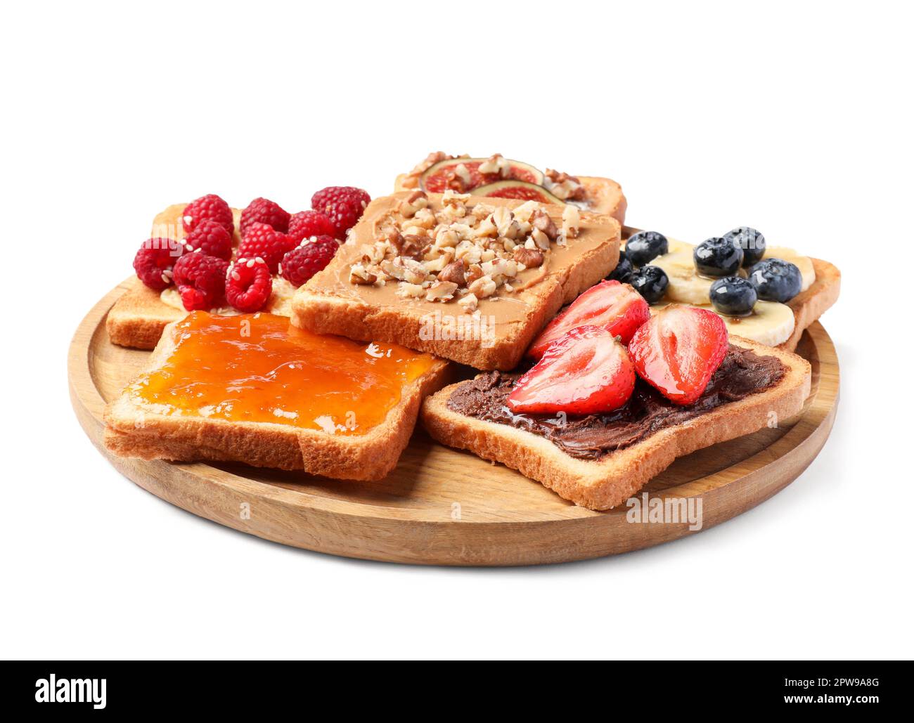 Plate of different sweet toasts isolated on white Stock Photo - Alamy