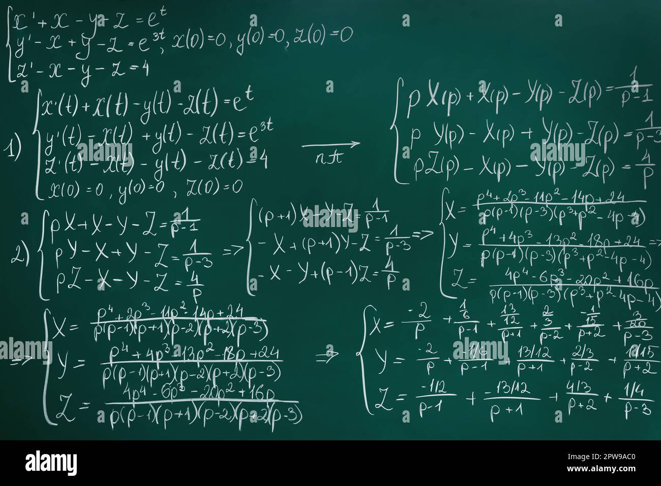 Many different math formulas written on chalkboard Stock Photo - Alamy