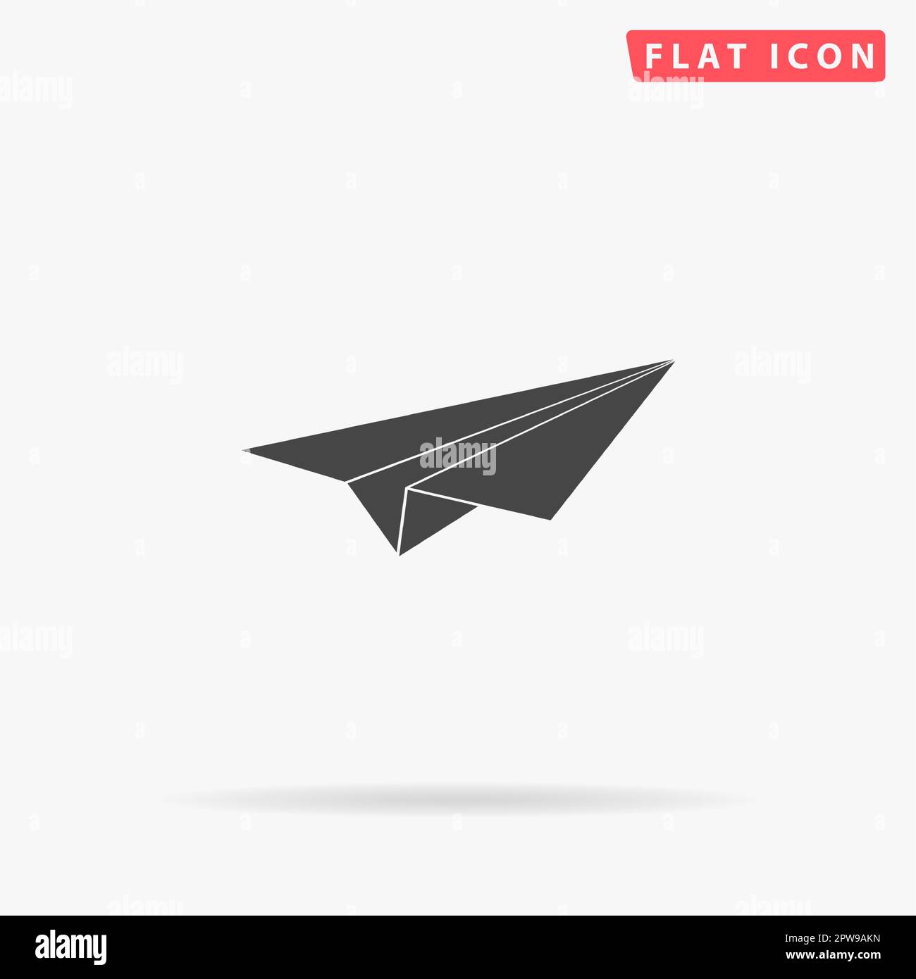 Paper Plane. Simple flat black symbol with shadow on white background ...