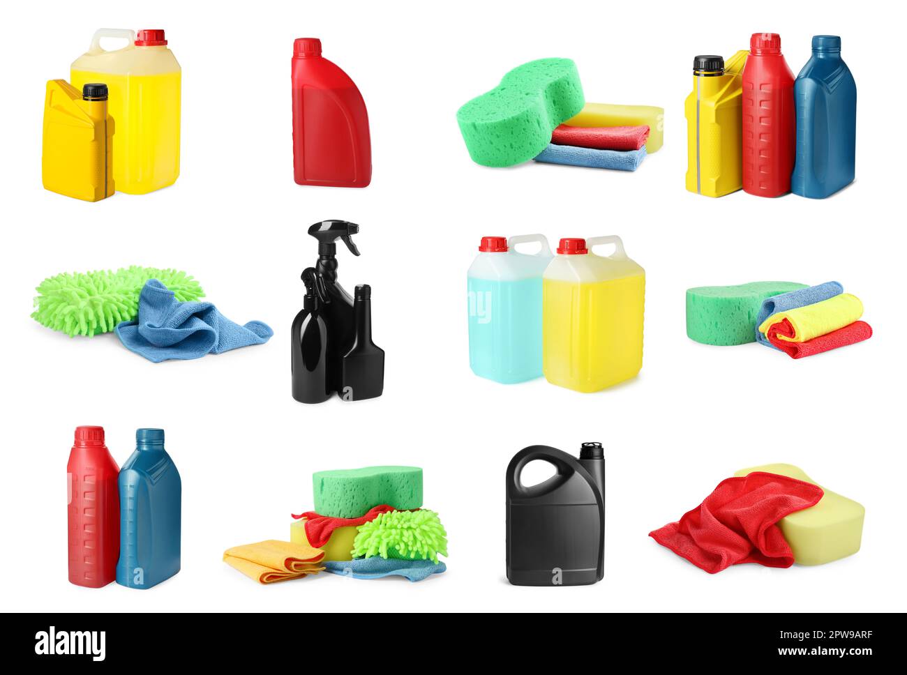 Set with different car products on white background Stock Photo - Alamy