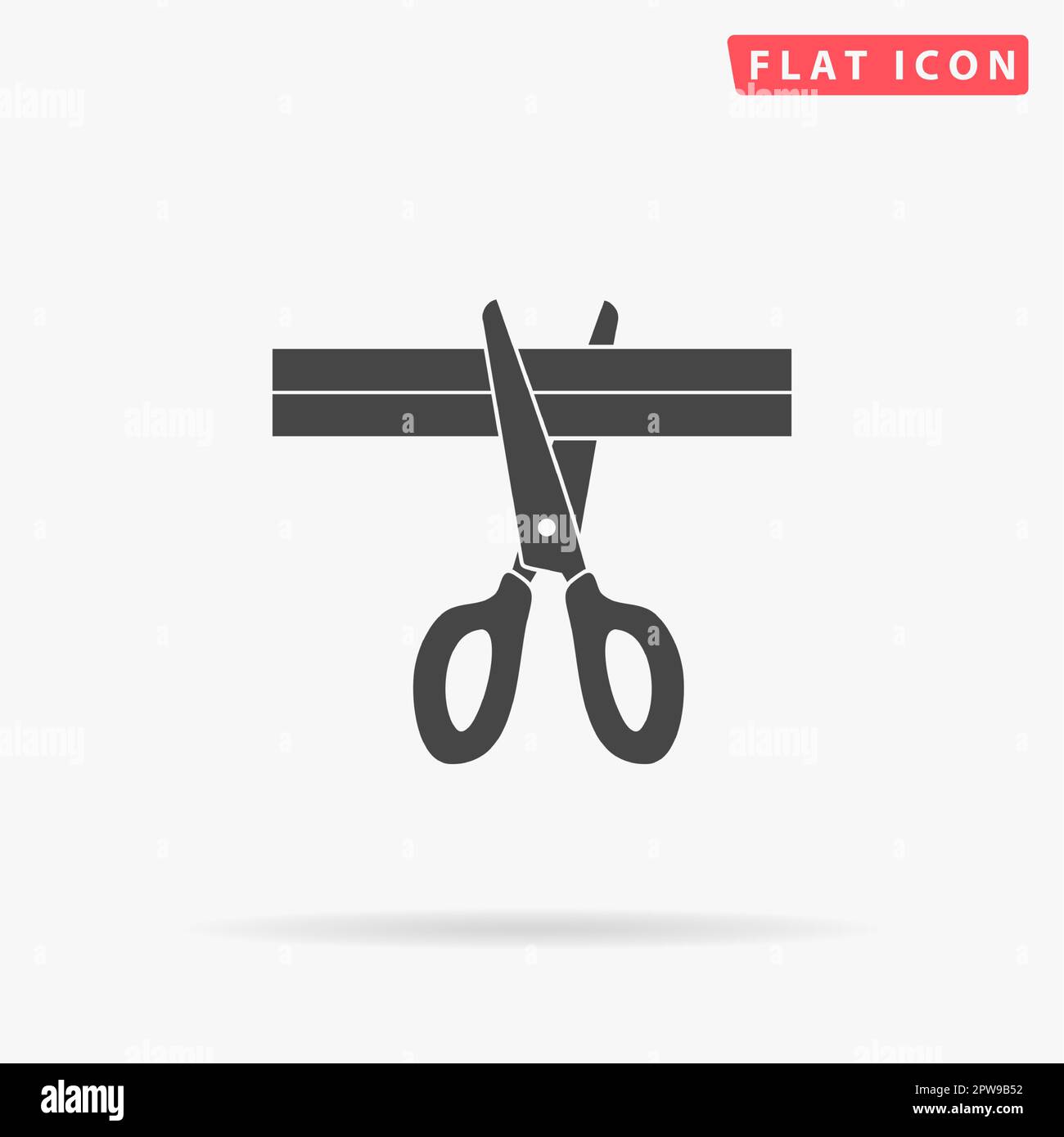 Presentation - Scissors and Cutting. Simple flat black symbol with ...