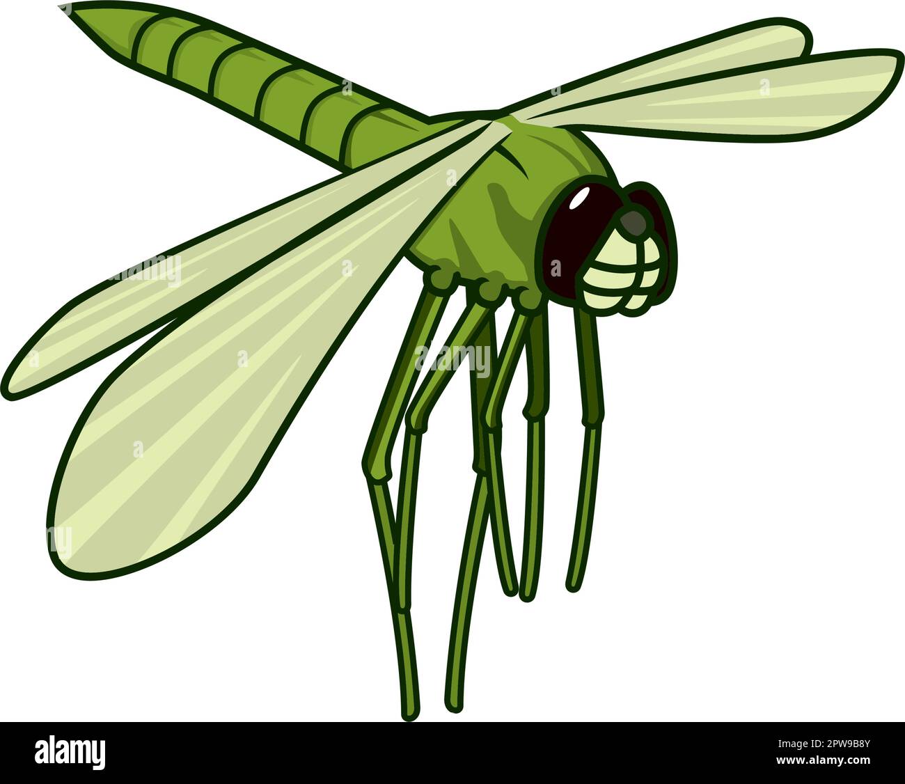 Detailed Flying Dragonfly with Green Color Illustration Stock Vector ...