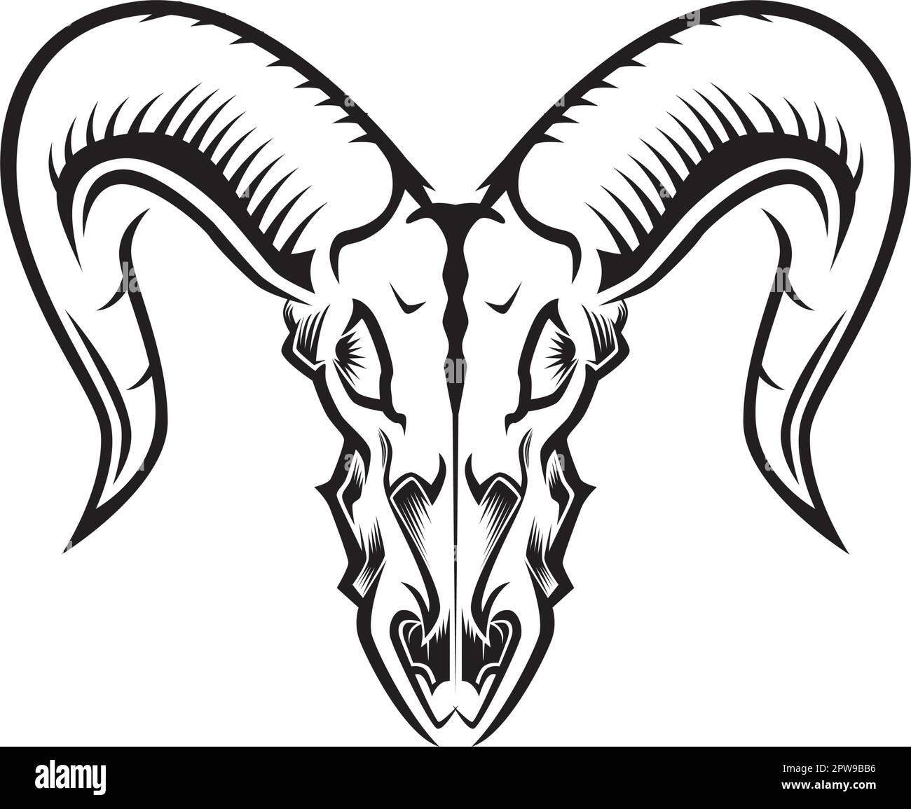 Goat Skull Illustration with Silhouette Style Stock Vector Image & Art ...