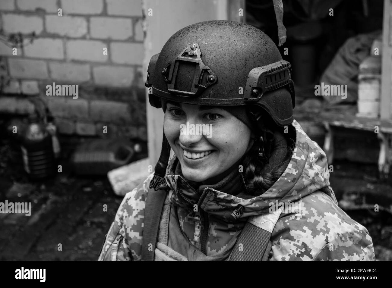 Ukrainian servicewoman work at the position of the artillery brigade at ...