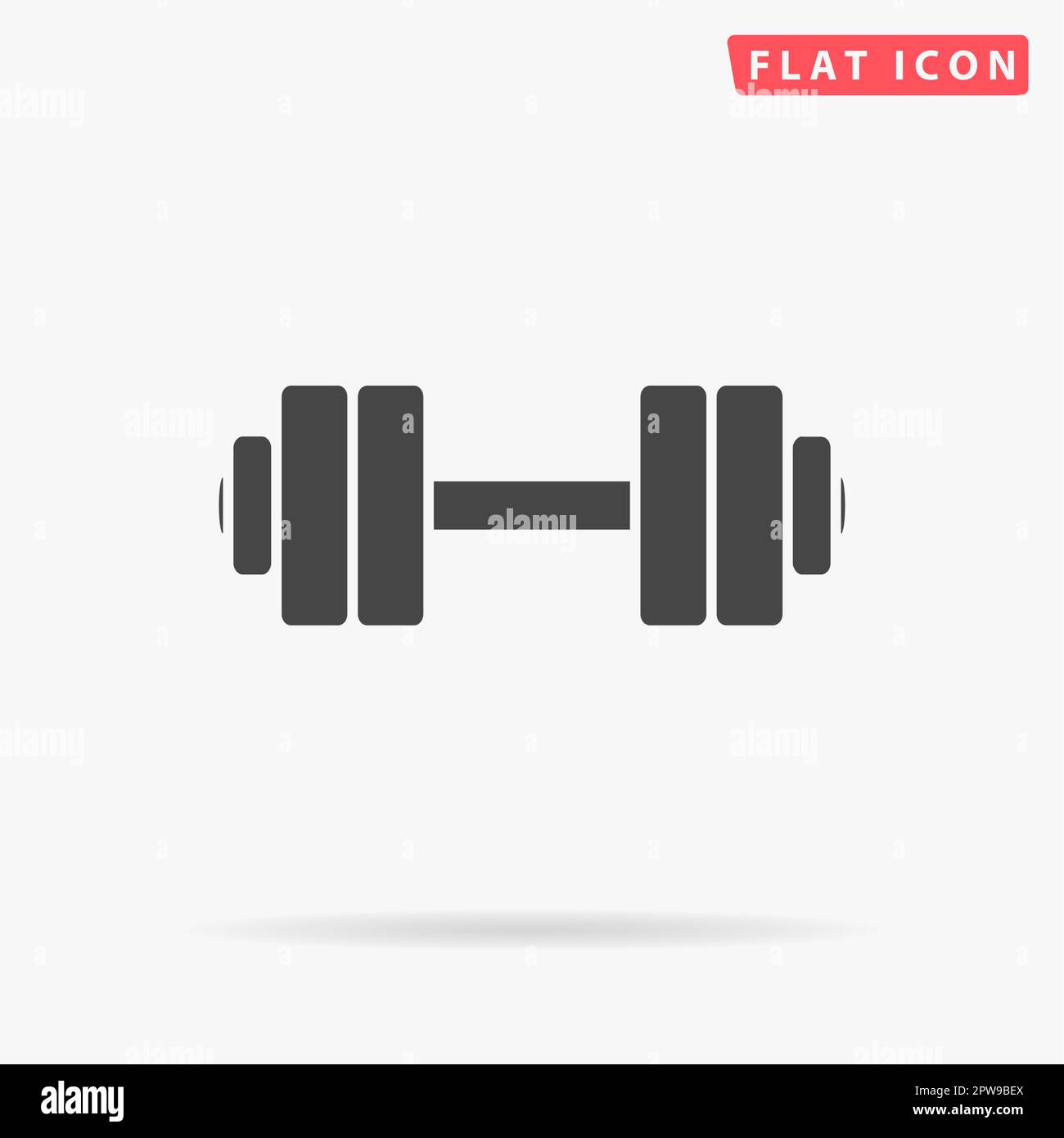 Simple Dumbbell. Simple flat black symbol with shadow on white ...