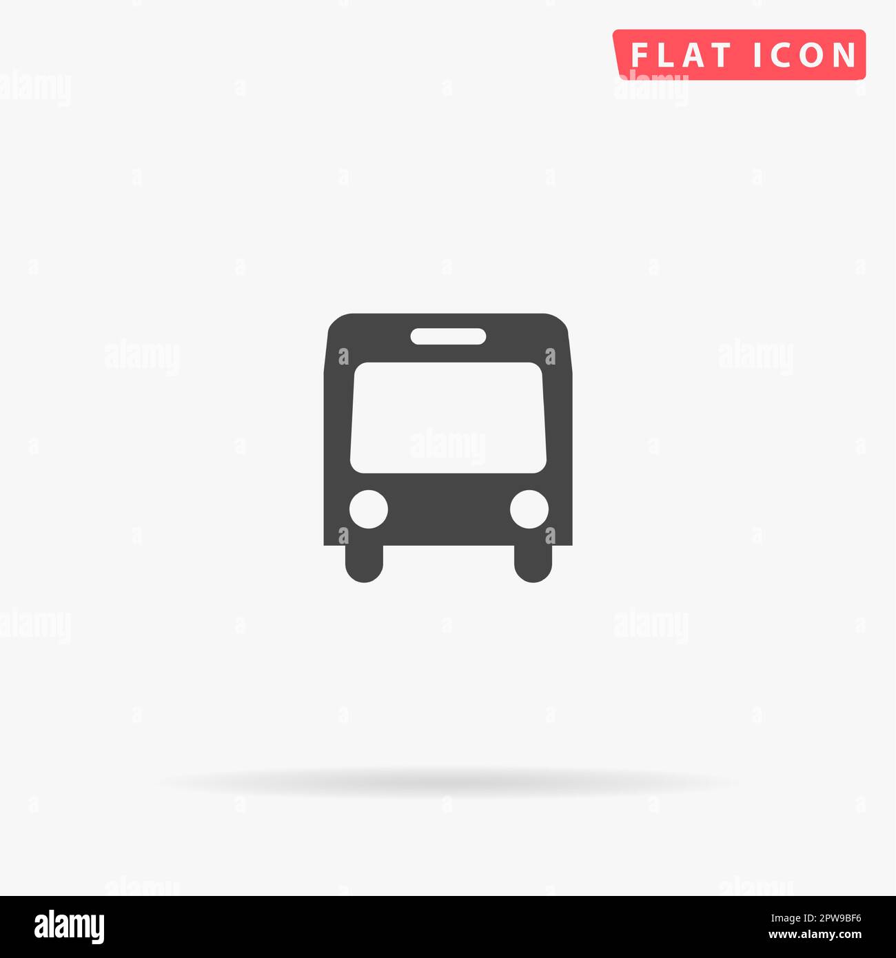 Simple Bus. Simple flat black symbol with shadow on white background ...