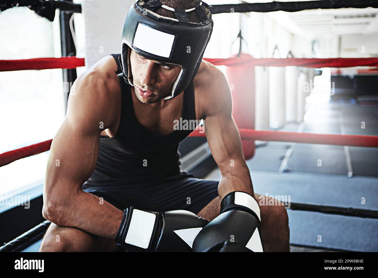 Confident boxer sitting boxing hi-res stock photography and images - Alamy