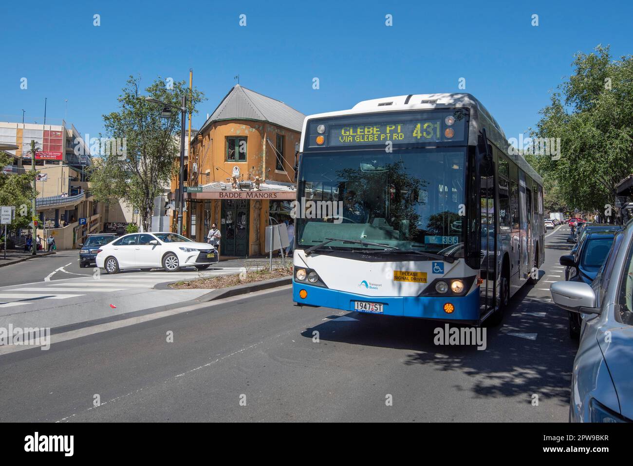 A government bus travelling down Glebe Point Road in Glebe, New South ...