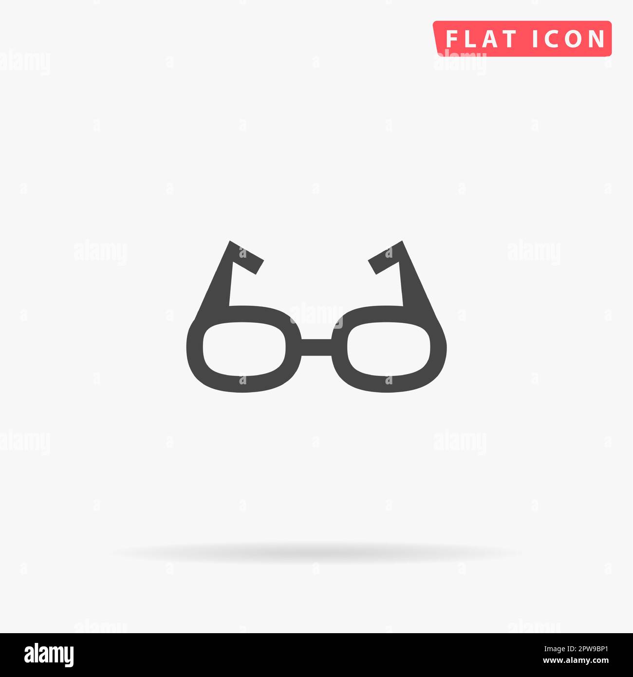 Simple Glasses. Simple flat black symbol with shadow on white ...