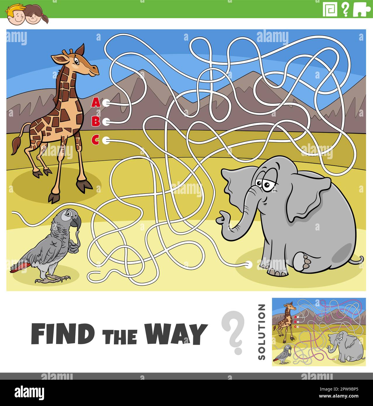find the way maze game with cartoon animals Stock Vector Image & Art ...
