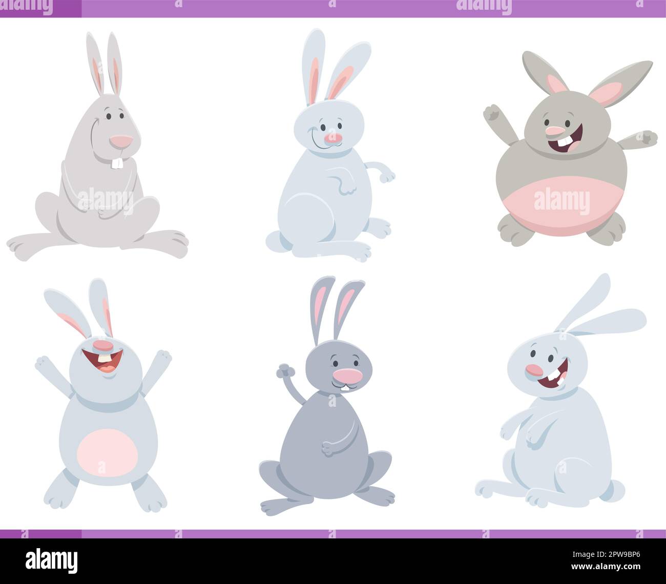 cartoon rabbits or bunnies farm animal characters set Stock Vector ...