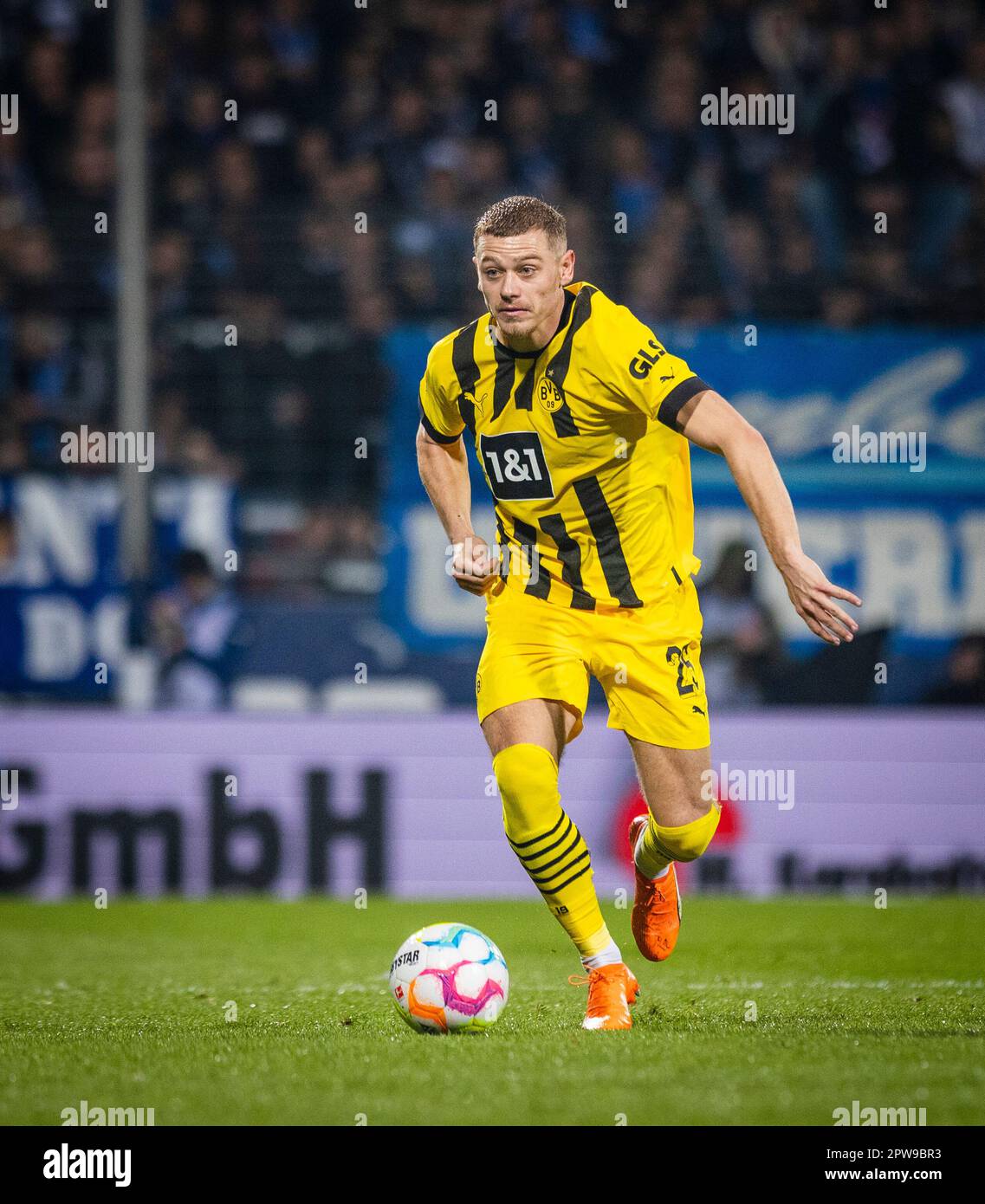 Bochum, Germany. 28th Apr, 2023. Julian Ryerson (BVB) VfL Bochum ...