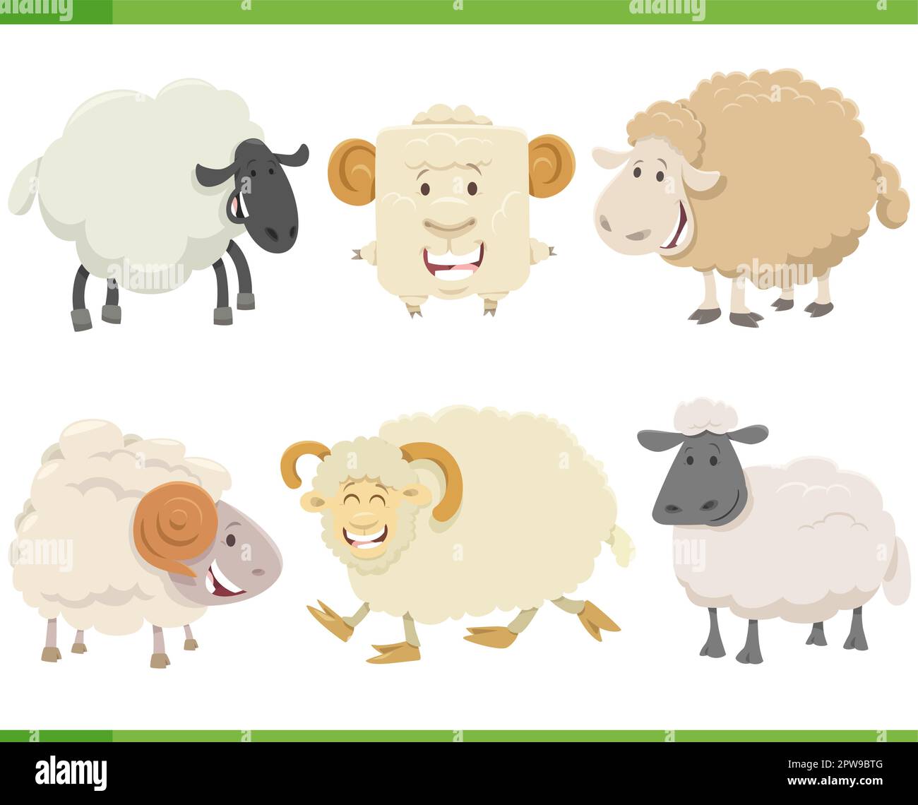 cartoon happy sheep farm animal characters set Stock Vector Image & Art ...