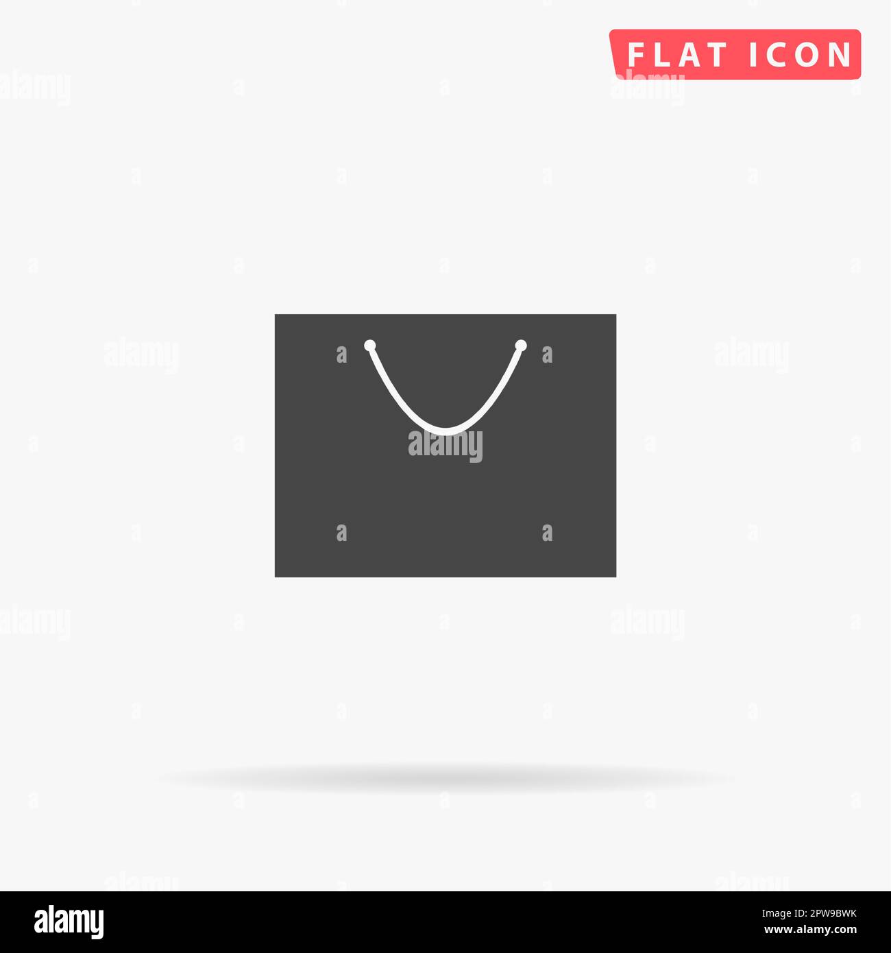 Simple shopping bag. Simple flat black symbol with shadow on white ...