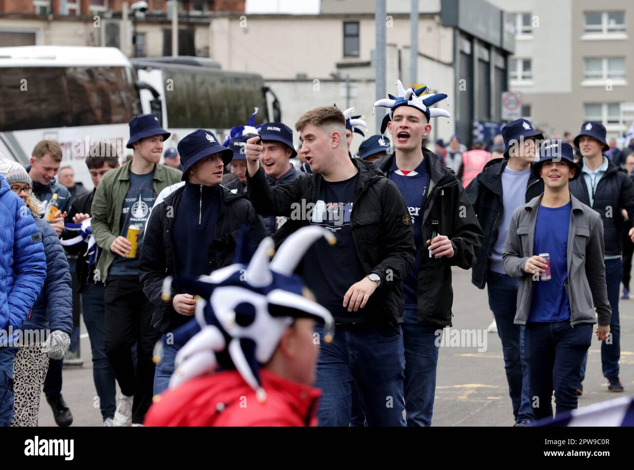 Falkirk fans before during the Scottish Cup semi-final match at Hampden ...