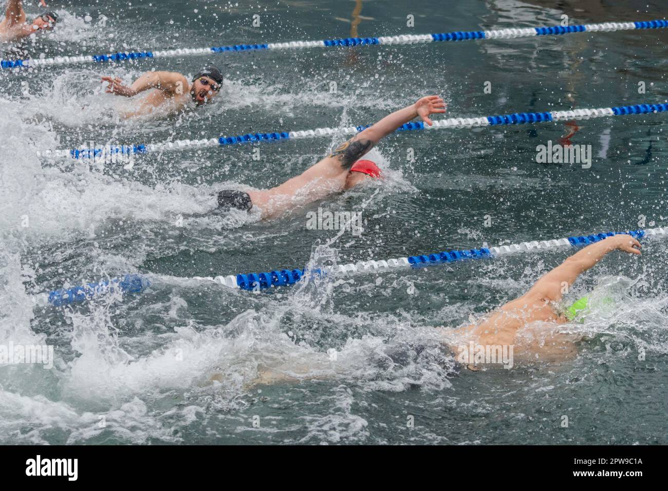 Vladivostok, Russia. 29th Apr, 2023. People compete in a swimming ...