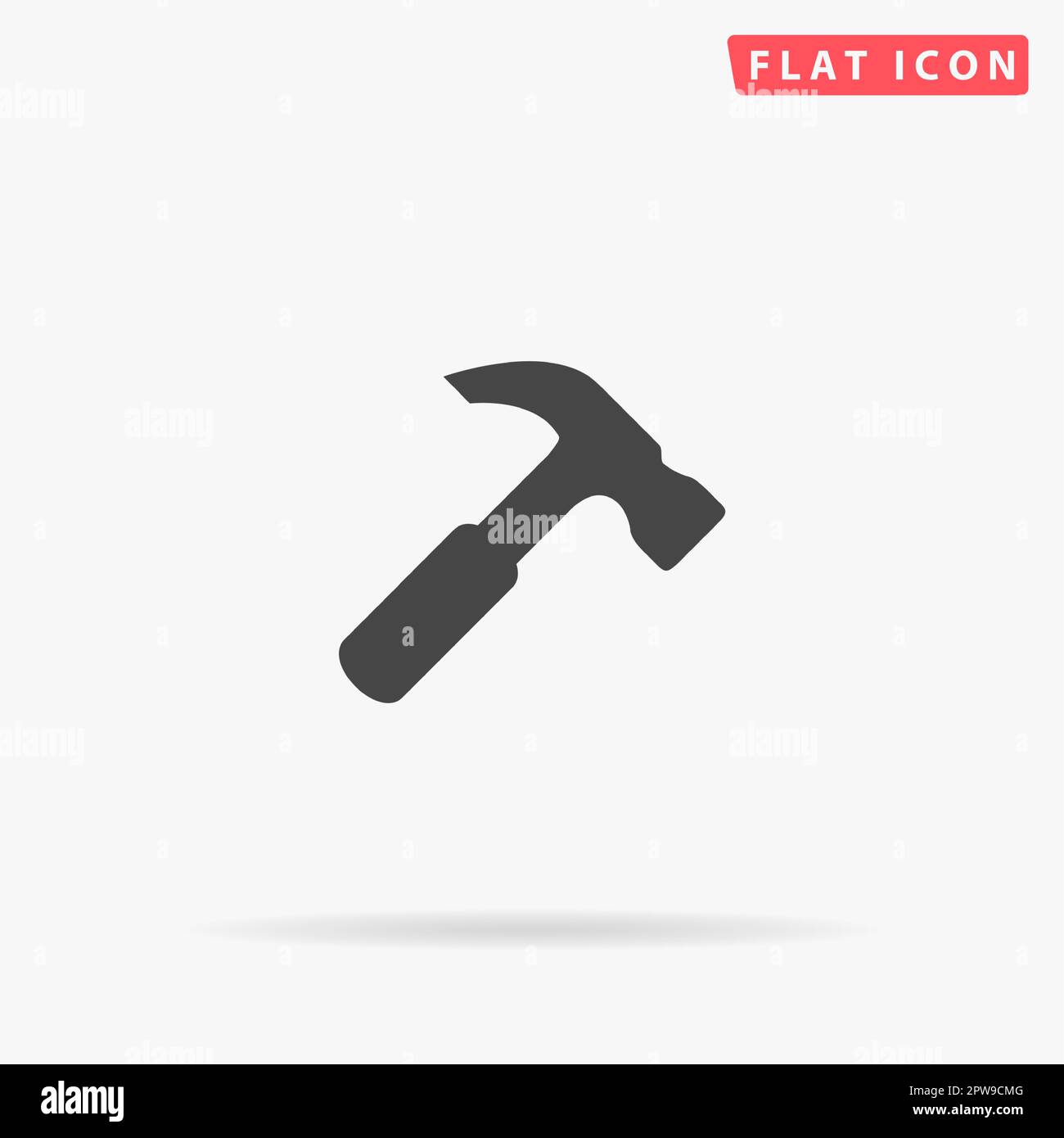 Simple Hammer. Simple flat black symbol with shadow on white background ...