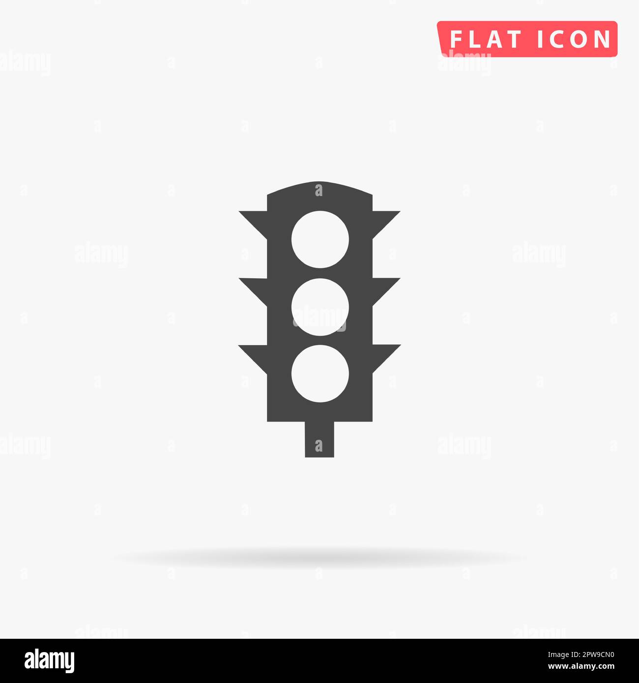 Simple Traffic light. Simple flat black symbol with shadow on white ...
