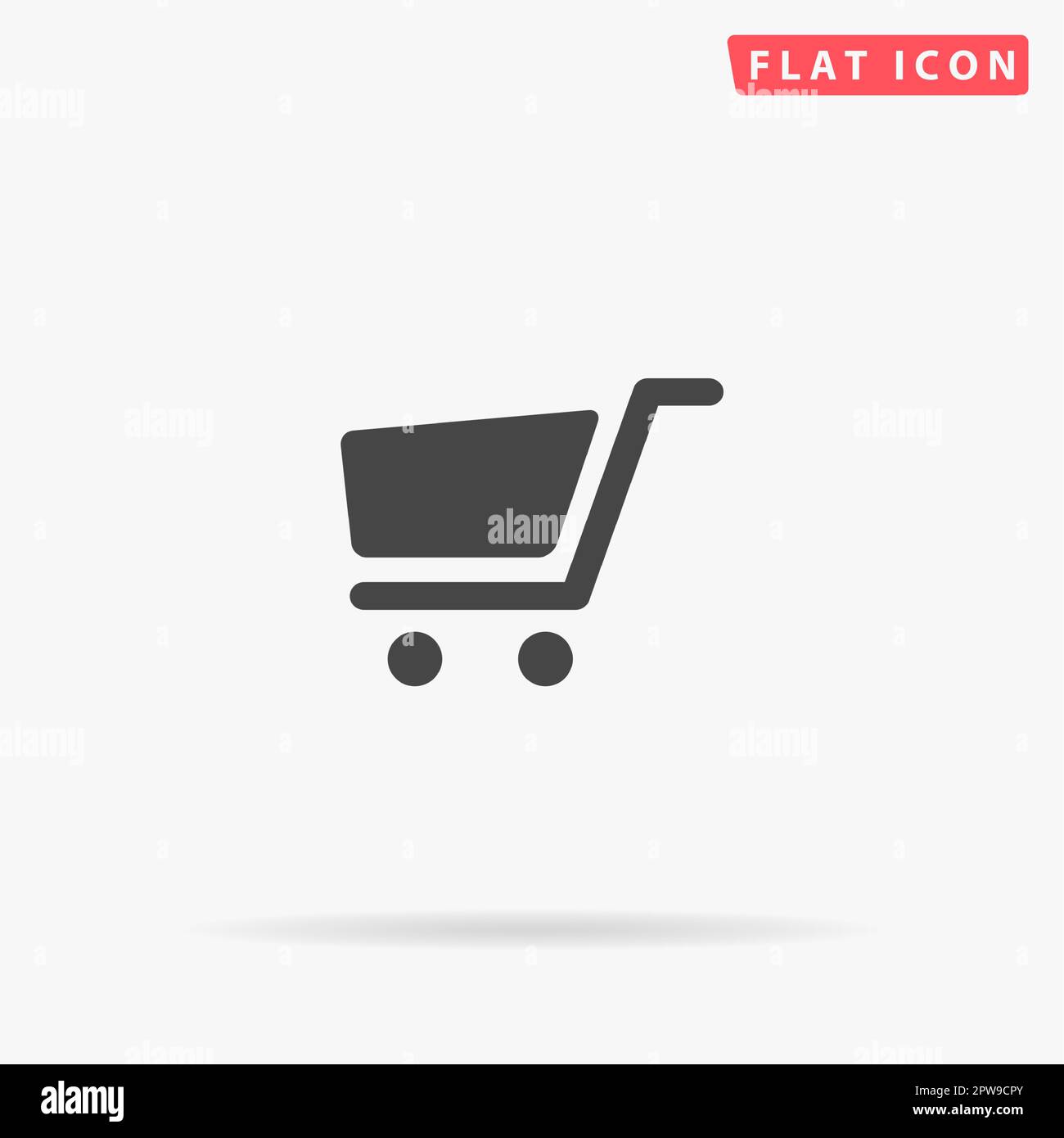 Simple shopping cart. Simple flat black symbol with shadow on white ...