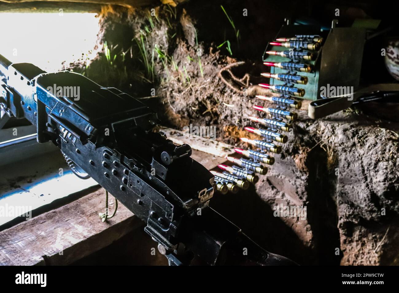 Machine gun of Ukrainian serviceman of the 209th Battalion of the 113th ...