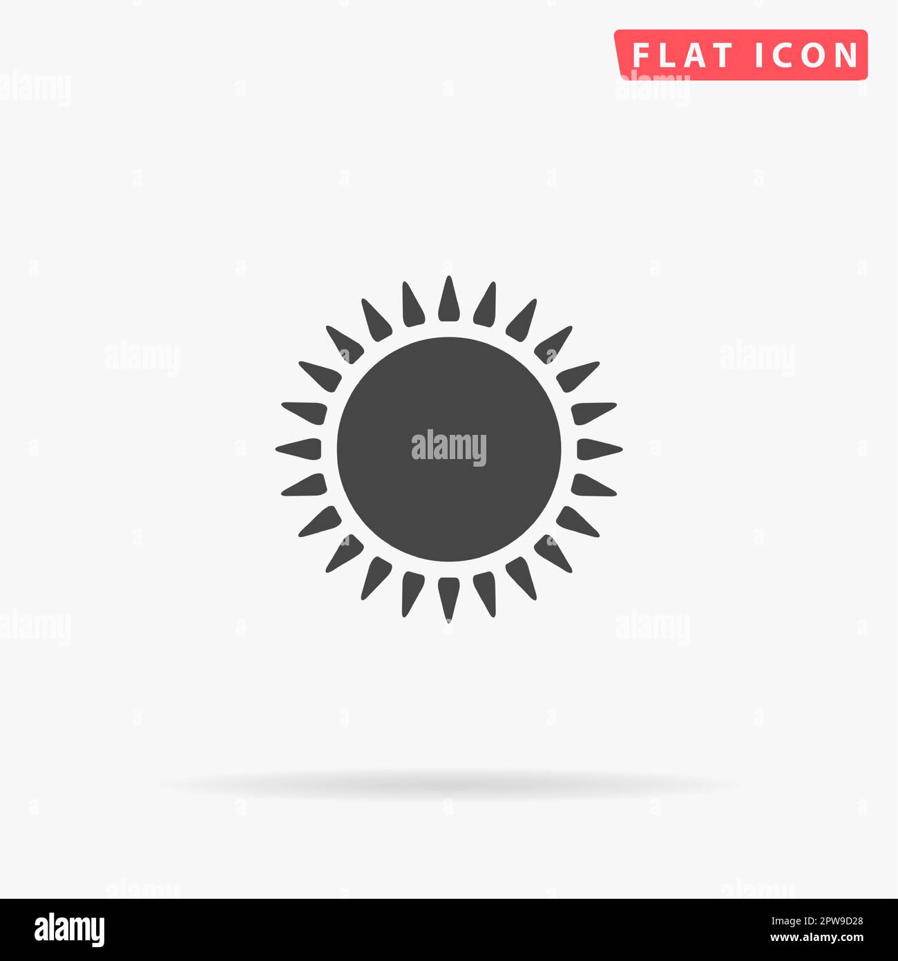 Sun. Simple flat black symbol with shadow on white background. Vector ...