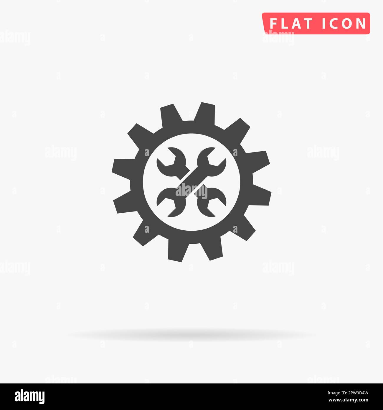 Simple Service. Simple flat black symbol with shadow on white ...