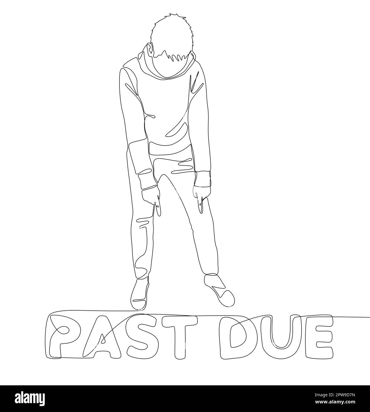 One continuous line of Past Due Stock Vector Image & Art - Alamy