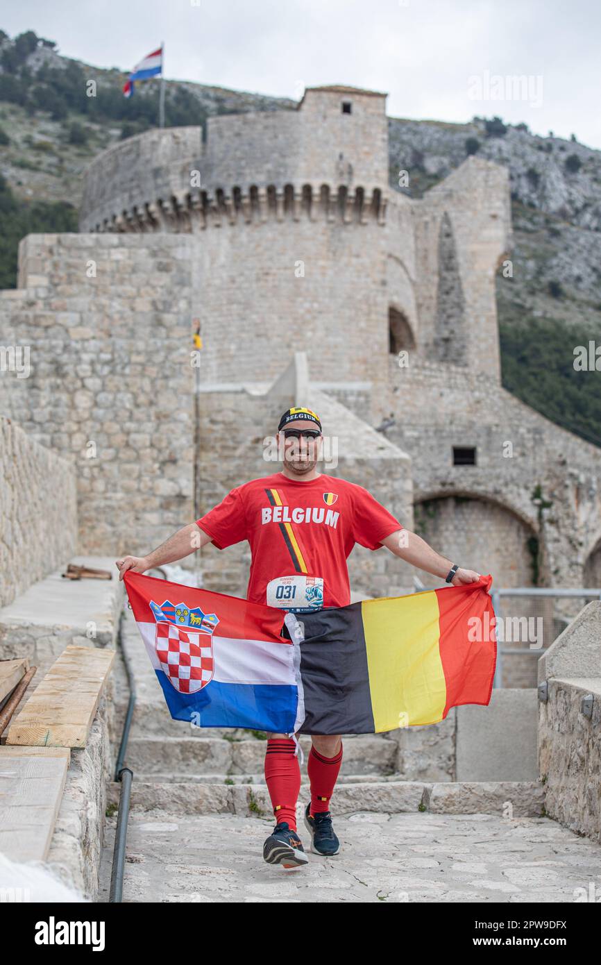 Dubrovnik, Croatia. 29th Apr, 2023. Competitors are seen running along ...