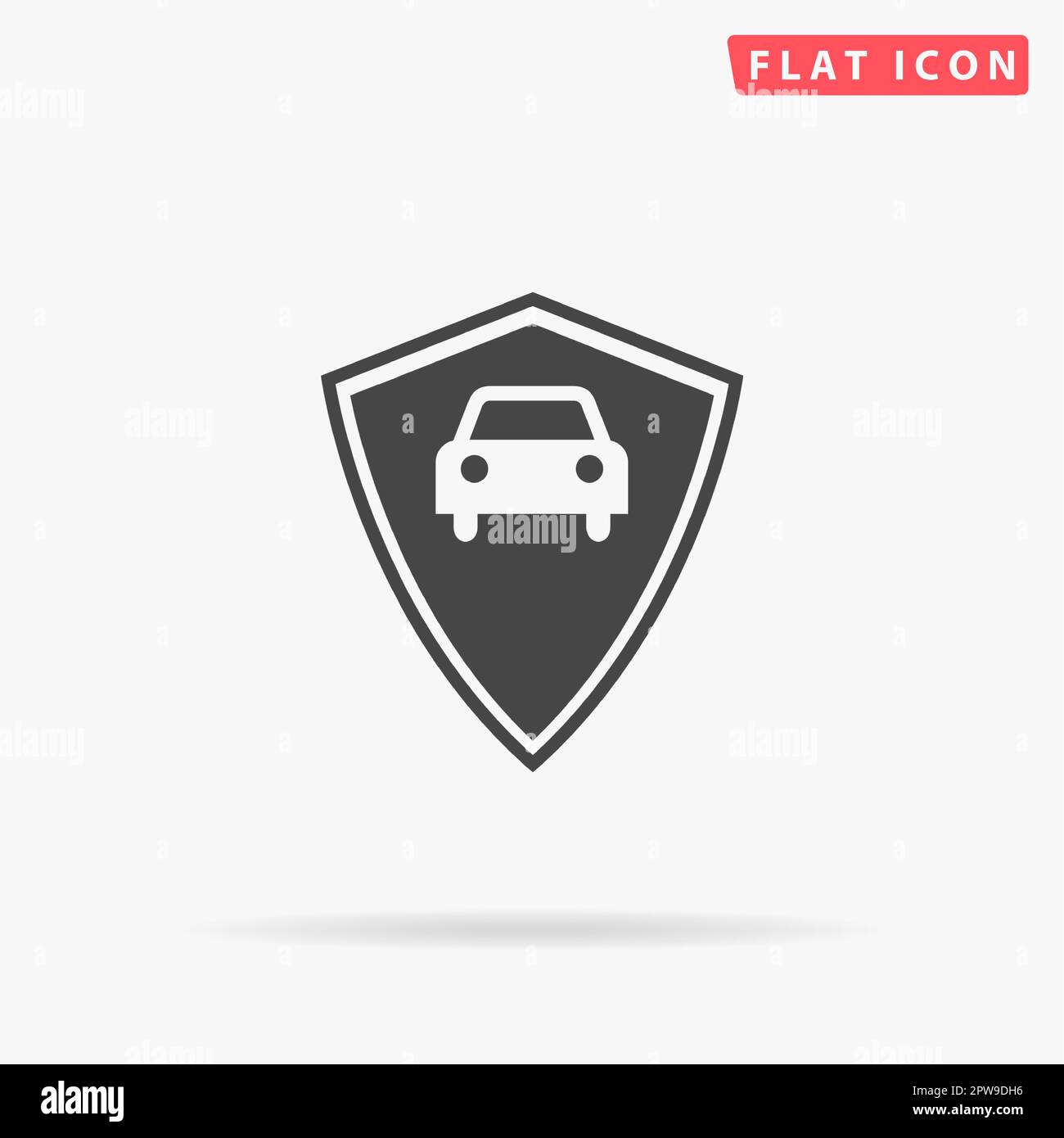 Vehicle shield. Simple flat black symbol with shadow on white ...
