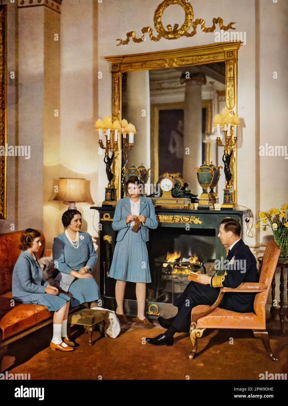 A Royal Family Scene, King George V1 Of Great Britain, The Queen and ...