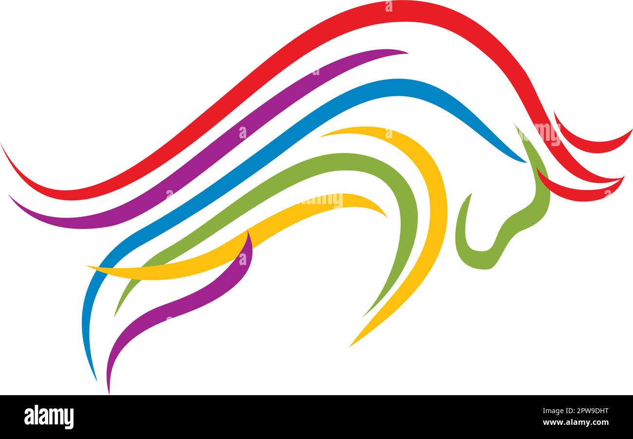 Colorful Bull Illustration with Silhouette Style Stock Vector Image ...