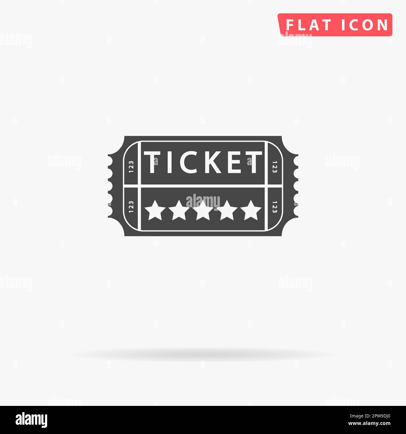 Vintage Ticket. Simple flat black symbol with shadow on white ...