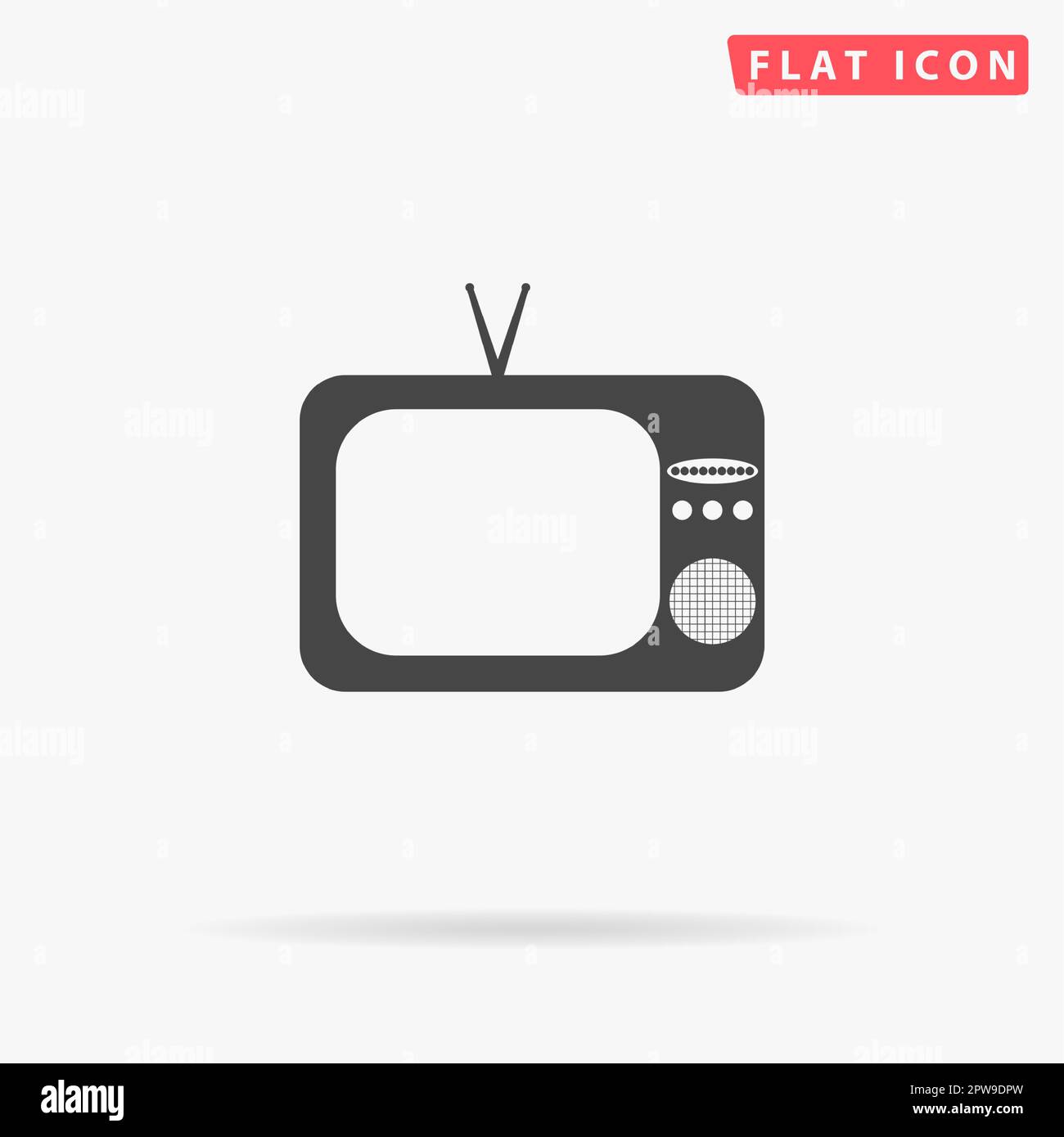TV. Simple flat black symbol with shadow on white background. Vector ...
