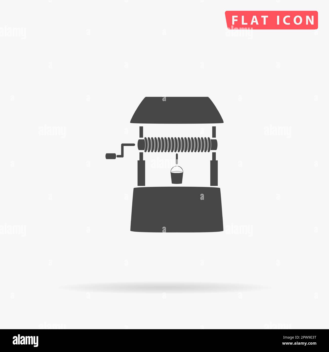 Water Well. Simple flat black symbol with shadow on white background ...