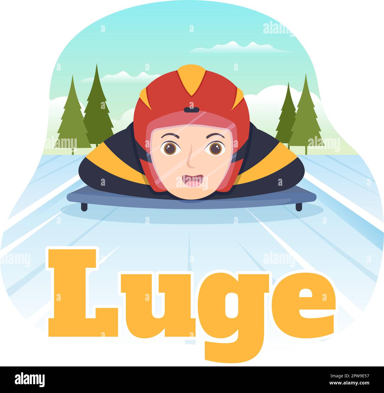 Luge Sled Race Athlete Winter Sport Illustration with Riding a Sledding ...