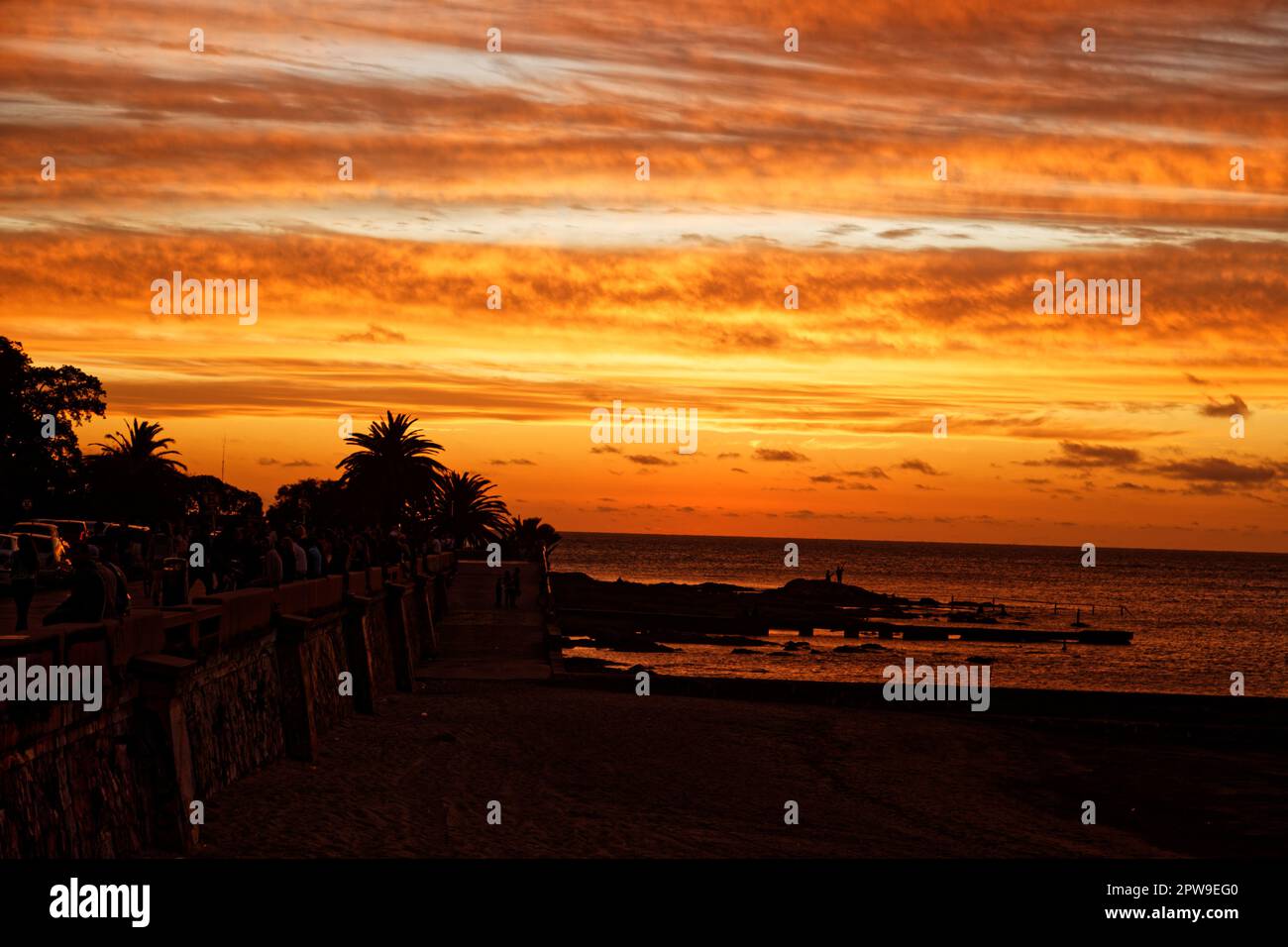 Beautiful sunset colors in Playa Ramirez, Montevideo, Uruguay Stock ...