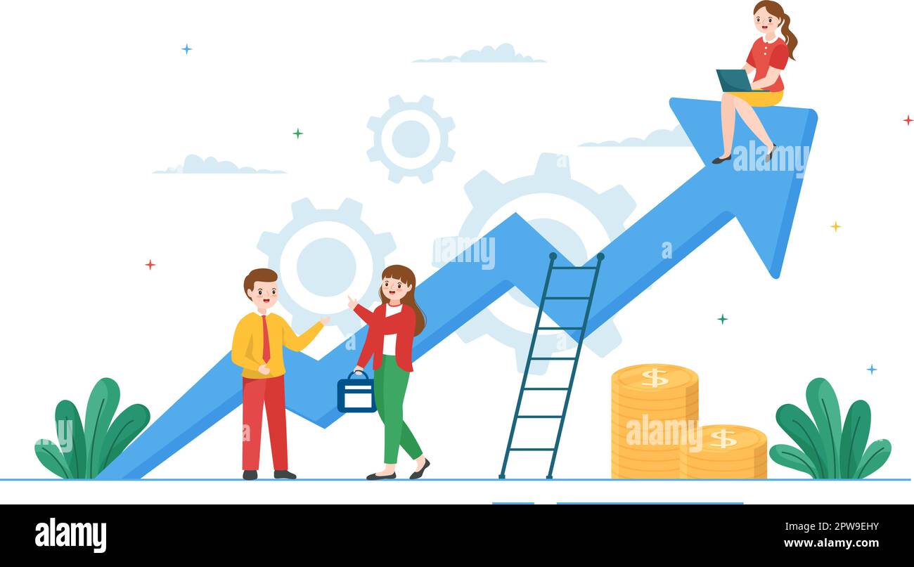 Challenge Illustration with Businessman Running to the Top and ...